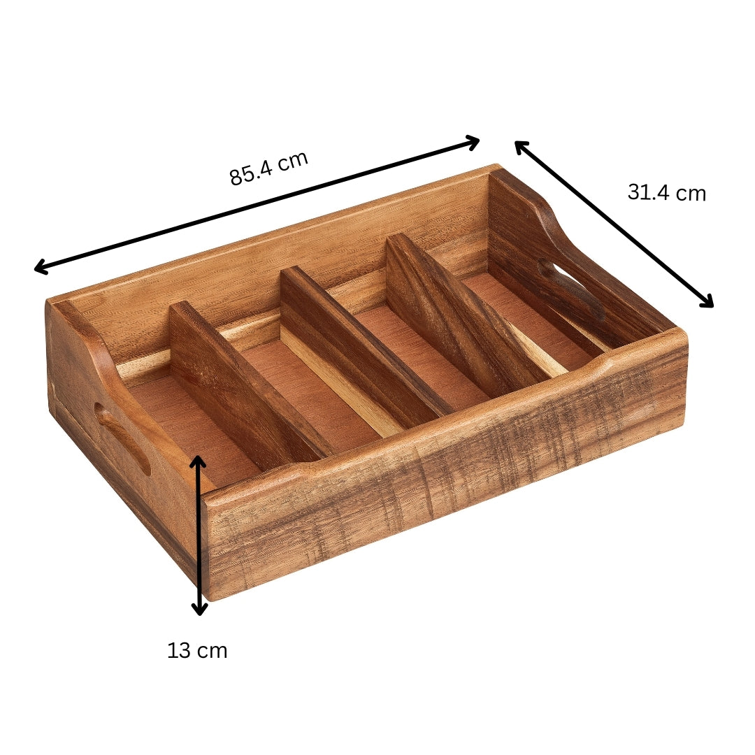 Tala Extra Large Cutlery Tray w 4 Compartments in Natural Acacia - 485 ...
