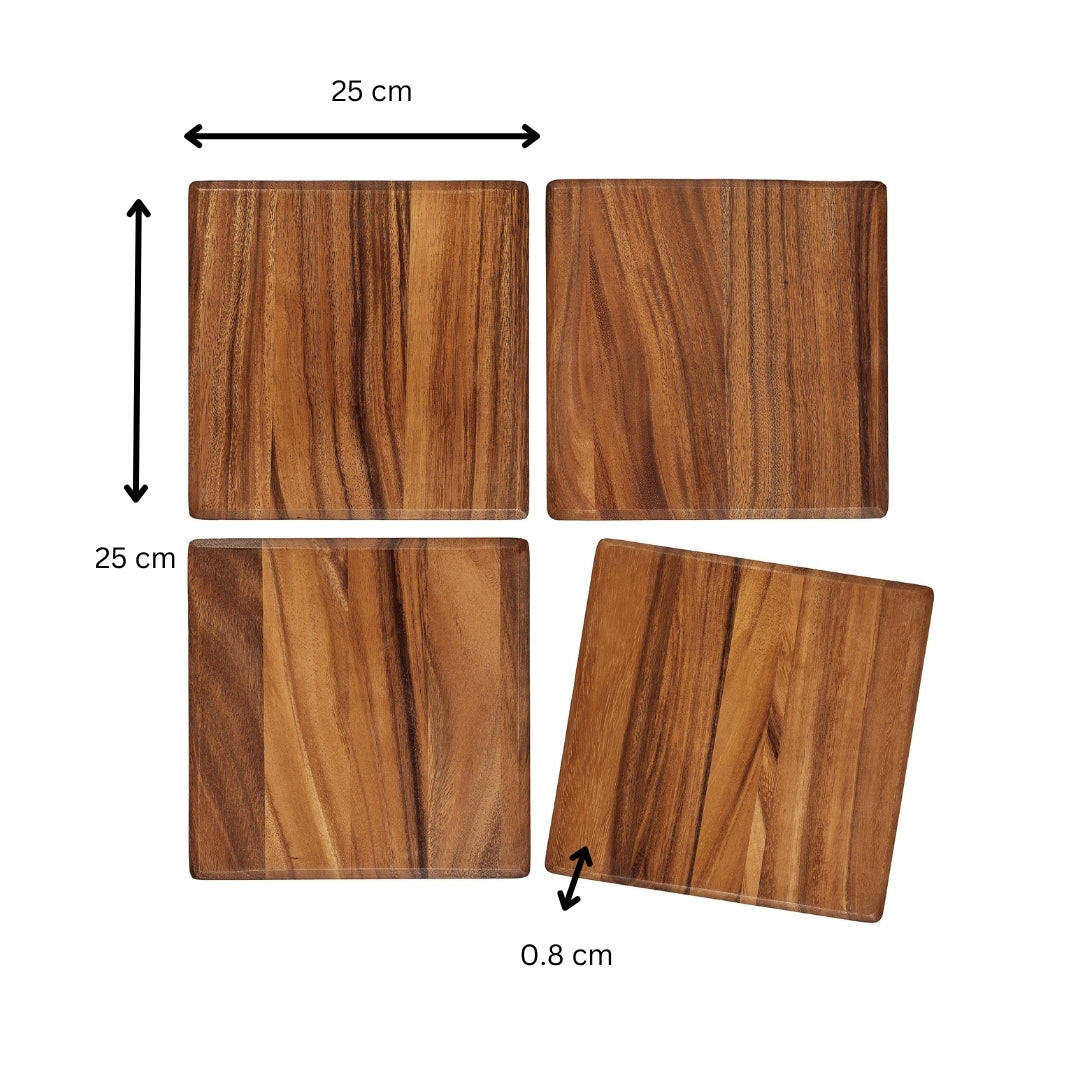 Tala Set of 4 Square Boards / Table Mats in Lacquered Acacia - 250x250 ...