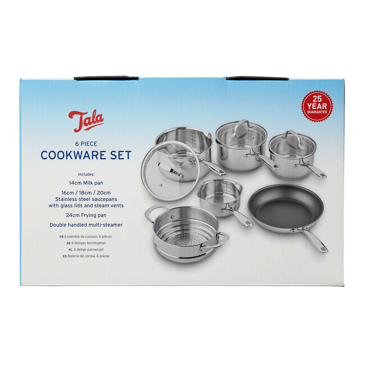 Tala Stainless Steel 6 Piece Cookware Set includes Milk Pan/ Fry Pan ...